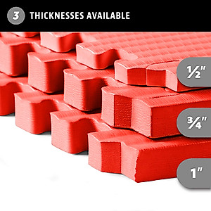 We Sell Mats 3/4 Inch Thick Martial Arts EVA Foam Exercise Mat, Tatami Pattern, Interlocking Floor Tiles for Home Gym, MMA, Anti-Fatigue Mats, 24 in x 24 in