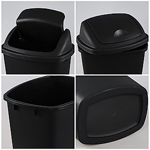 Wekioger 4-Pack 10 Gallon Plastic Swing Top Trash Can, Kitchen Garbage Can with Swing Lid, Black