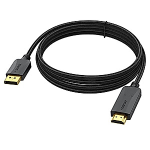 DisplayPort to HDMI Cable 10 Feet, (Display Port) DP to HDMI Cable Male to Male Cord FHD Nylon Braided Supports Video and Audio Conveter for PCs to HDTV, Monitor, Projector