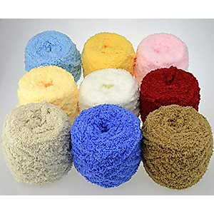 OURVER (34 Navy Blue) Soft Smooth Baby Knitting Wool Cotton Chunky Thick Yarn Fiber Velvet Yarn Hand Knitting Wool Crochet Yarn for DIY Craft Sweaters, 5 Rolls x100g