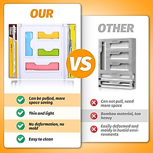 CiWiVOKi Expandable Storage Bag Organizer for Kitchen Drawer, 6 in 1 Foil and Plastic Wrap Dispenser with Cutter, Plastic Organization and Storage for Sandwich Gallon Quart Snack Bags, 3.2"High, White