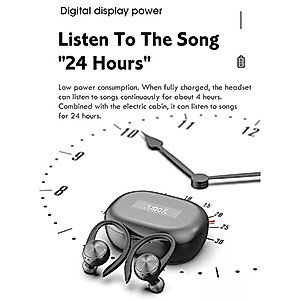 Wireless Earbuds with Earhooks Bluetooth Earbuds with Ear Hook Sport Waterproof Headphones Noise Cancelling Ear Buds with Microphone Running Workout Gym Earphones LED Power Display for Android iOS