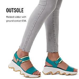 Sorel Women's Kinetic Impact Y-Strap High Sandals - Teal Chloride, Sea Salt - Size 8