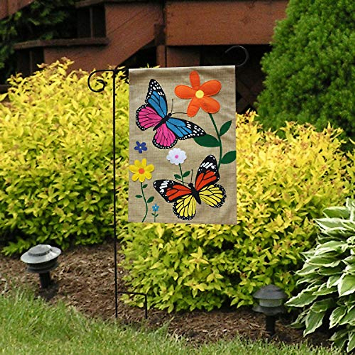 Butterfly Dance Burlap Spring Garden Flag Floral 12.5" x 18" Briarwood Lane