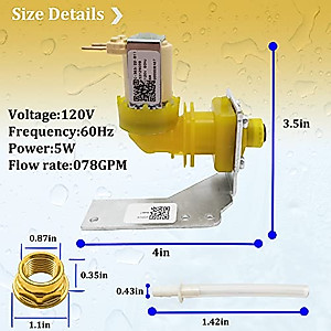 000009123 000009120 000008487 000008483 33129028 IH9120 Water Inlet Assembly Compatible Manitowoc ice Machines,Fits S,SD,I,IB, JC,QR,SD and K Series Machines,120V 60Hz 5W.-3 Year Warranty.