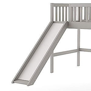 Harper & Bright Designs Twin Size Low Loft Bed with Slide, Wood Low Loft Bed for Kids, Girls, Boys (Gray)