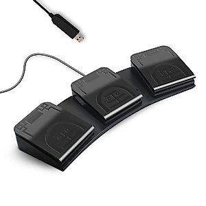 PCsensor USB Foot Pedal PC 3 Key Foot Pedal Customized Foot Switch Programmable Computer Keyboard Mouse for Video Game Control Office Work Sheet Music Page Turner Action Control HID (Photoelectric)