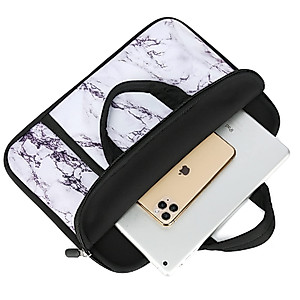 14 15 15.4 15.6 Inch Laptop Handle Bag Computer Protective Case Sleeve Neoprene Cover Compatible with MacBook Pro 15" 15.6" Dell Lenovo HP Asus Acer Sony Toshiba Chromebook Notebook (White Marble)