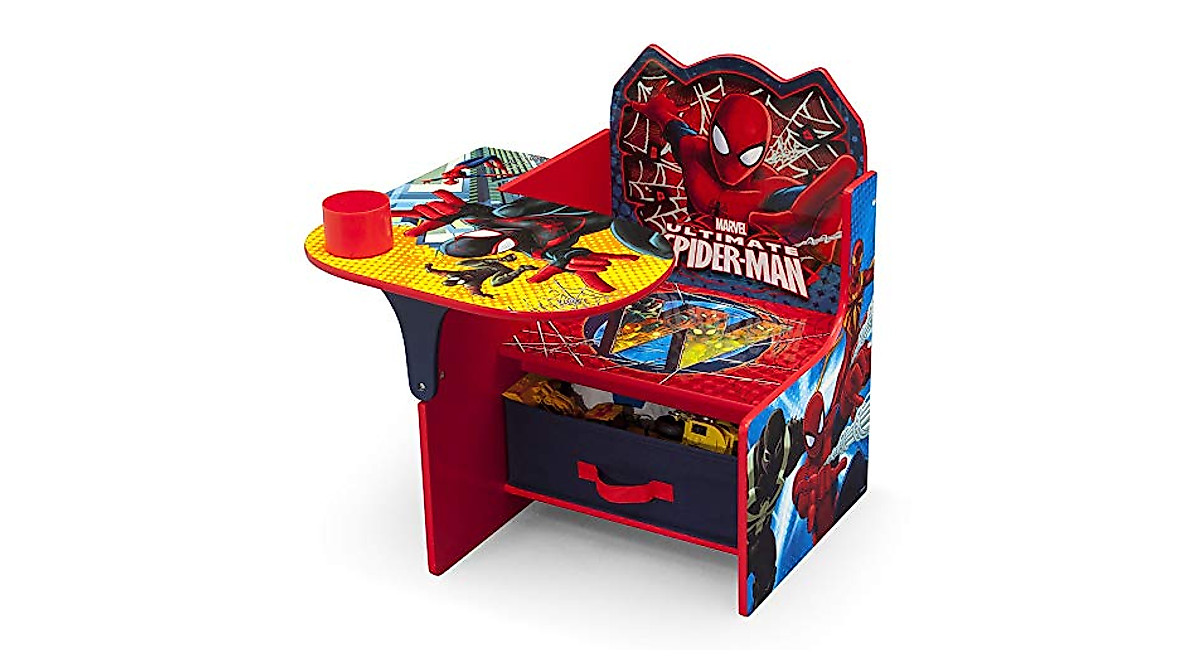 Spider-Man Kids Desk with Storage Bin - Sturdy & Fun Study Corner