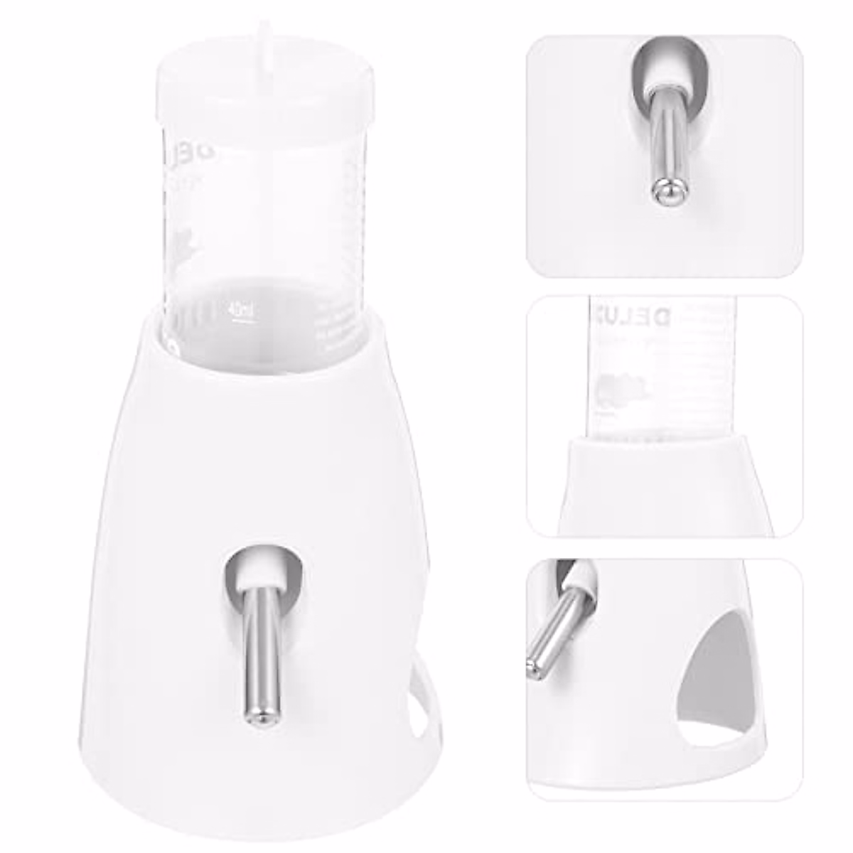 POPETPOP Hamster Water Bottle with Stand Small Animals Water Bottle Hanging Water Feeding Bottles Auto Dispenser for Dwarf Hamsters Guinea Pigs Rats Mice Gerbils - White