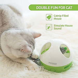 PETGEEK Interactive Cat Toy, Hide Mouse Cat Toy with Squeaky Mouse, Electronic Automatic Cat Toys with Catnip Filled Hidey Mouse, Cat Toys Interactive for Indoor Cats Exercise & Game