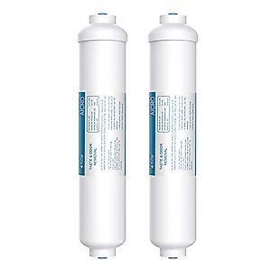 Vegebe Inline Water Filter for Ice Maker, Refrigerator, Under-Sink Reverse Osmosis Water System, Post Activated Carbon Water Filter Replacement Cartridge with 1/4-Inch Quick-Connect (Pack of 2)