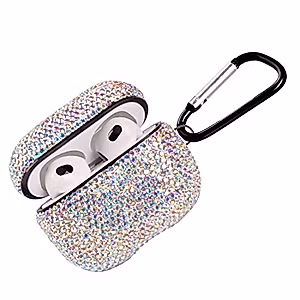 Sparkly Case Compatible with AirPods 3rd Generation with Keychain,Shockproof Protective Premium Bling Rhinestone Cover Skin for AirPods 3 Charging Case (AB not Pro)
