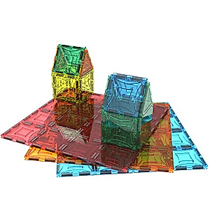 Mag-Genius Magnet Tiles Super Big Magnet Toy Building Toy Board Size of 16 Magnet Tiles 3 Stabilizer 12" X 12" Magnet Plates Compaible with Any Other Brand