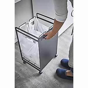 Yamazaki Home Tower Concealed Rolling Trash Sorter kitchen waste bins, One Size, Black