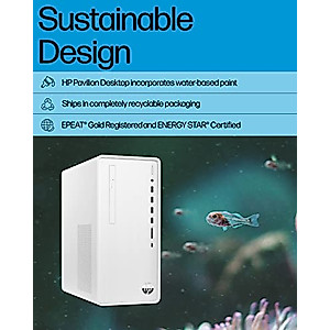 HP Pavilion Desktop PC, 12th Gen Intel Core i5-12400, 8 GB RAM, 512 GB SSD, Windows 11 Home, Wi-Fi 6 & Bluetooth, 9 USB Ports, Wired Keyboard & Mouse Combo, Pre-Built PC Tower, TP01-3050 (Renewed)