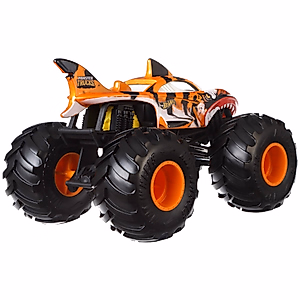 Hot Wheels Monster Trucks Tiger Shark die-cast 1:24 scale vehicle with Giant Wheels for kids age 3 to 8 years old great gift toy trucks large scales