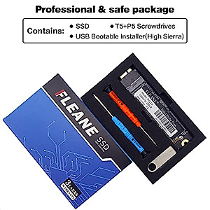 FLEANE 512GB FM11A 3D TLC SSD for MacBook Air 2010-2011 A1369 A1370 Capacity Upgrade, (OS Pre-Installed, DIY Tools) (512GB)