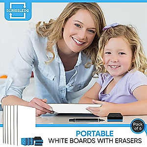 Set of 12 Small White Board Dry Erase Boards Classroom Pack Mini White Boards 9"x12” Double Sided Personal Whiteboards for Students Teachers School Supplies Lapboards l 12 Mini Whiteboard Erasers Incl