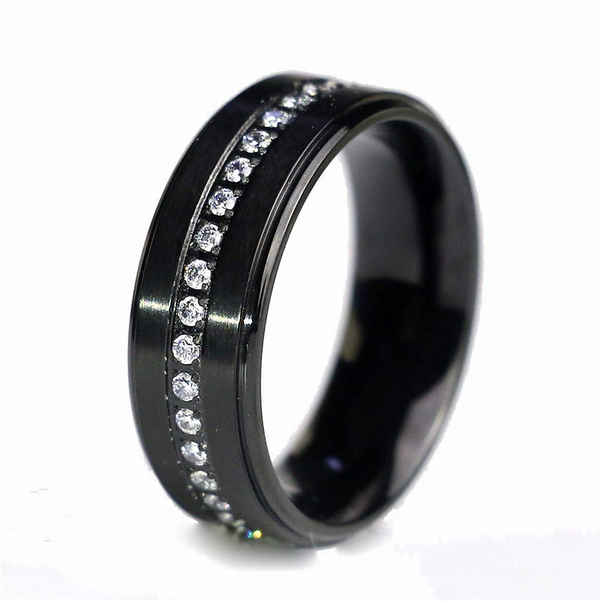 LOVERSRING His and Hers Couple Ring Bridal Set His Hers 3pc Women Black Gold Filled Cz Man Titanium Wedding Ring Band Set