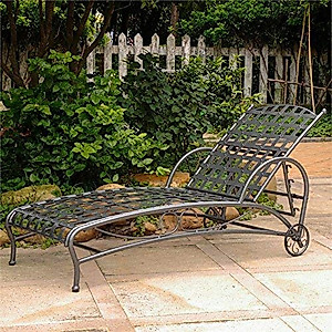 International Caravan Iron Multi-Position Patio Chaise Lounge