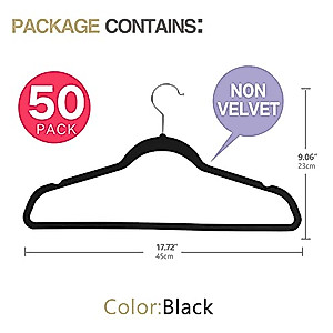 MOERKADA Big Clothes Hangers 50pack Non-Velvet Thin Plastic Hangers for Clothes -Heavy Duty Coat Hanger Set -Space-Saving Closet Hangers,Functional Non-Flocked Hanger