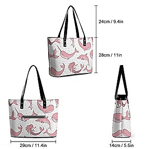 Womens Handbag Narwhals Pattern Leather Tote Bag Top Handle Satchel Bags For Lady