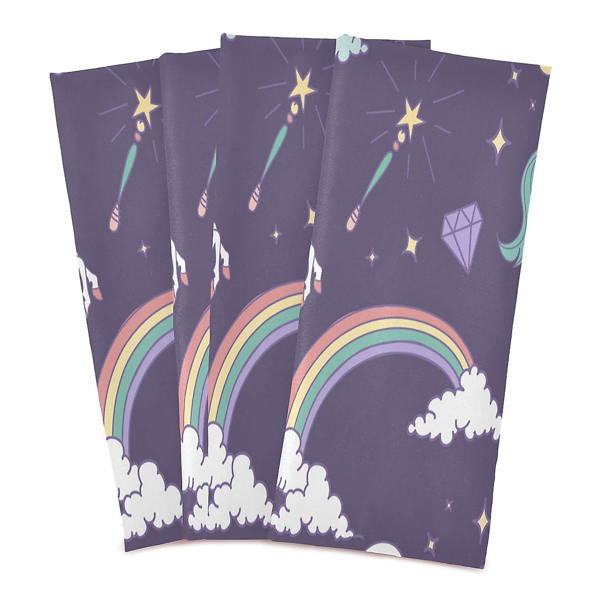Kigai 1 Pack Rainbow Star Unicorn Kitchen Towels Soft Highly Absorbent Dish Towels Reusable Tea Towels Set 28 x 18 Inch