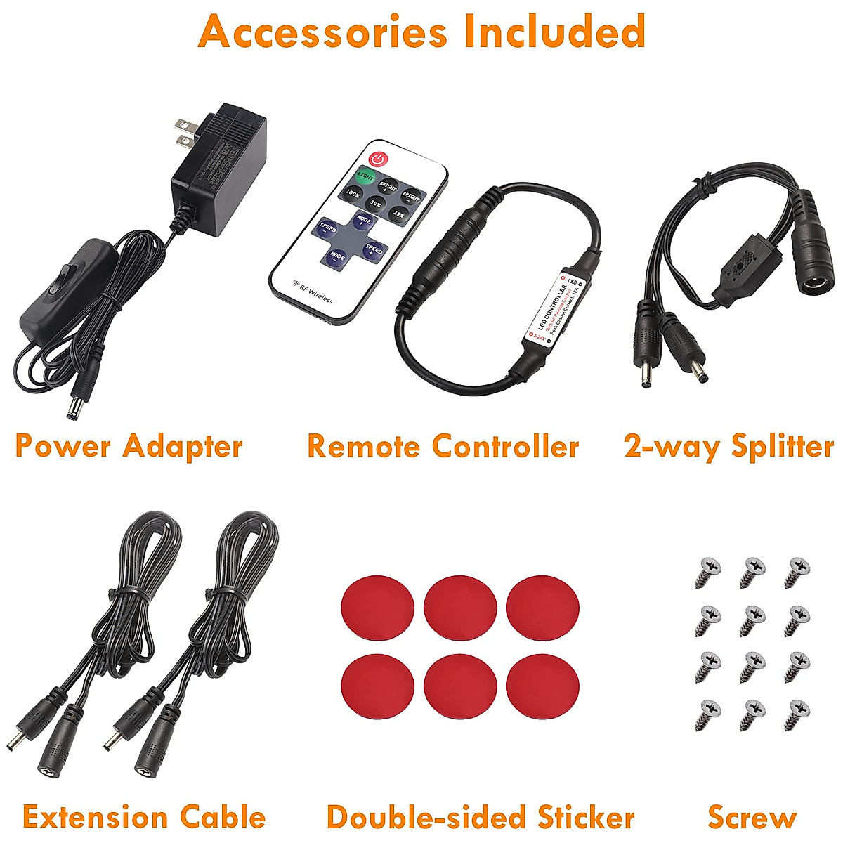 Lvyinyin LED Closet Lighting, Round Under Cabinet Puck Lights, Daisy Chained, 110 Volt Plug-in, RF Dimmable Remote Control, Y Splitter, Extension Cables, Black Wires, Warm White 2700K, 6 Lights