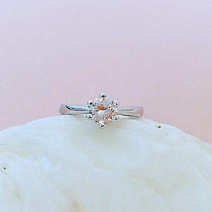 BeFab 1/2 Ctw Cubic Zirconia Classic 6 Prong Round Solitaire Engagement Ring Size 4 5 6 7 8 9 (Silver, 6)