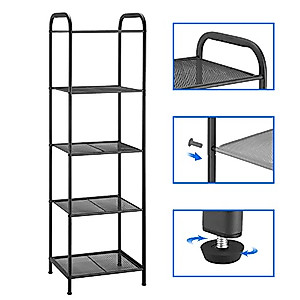 MAX Houser Storage Rack with Shelf,Industrial Style Extendable Plant Stand, Standing Shelf Units for Kitchen, Bathroom, Office,Living Room, Balcony, Kitchen (Charcoal Gray, 5 Tier)