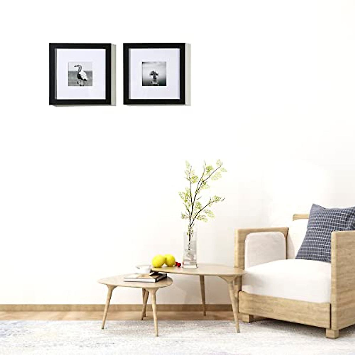UMICAL 5x7 Picture Frame bundle with 8x8 Picture Frames Set of 2 Display 6x6 or 4x4 Pictures with Mat