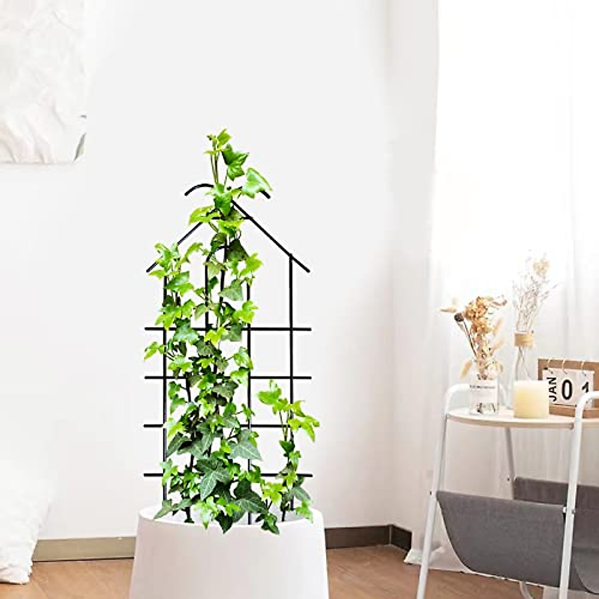 ARIFARO 32'' Metal Garden Trellis for Climbing Plants, Indoor/Outdoor Sturdy Plant Trellis for Potted Plants,House Plants, Climbing Vines, Pack of 4, Black