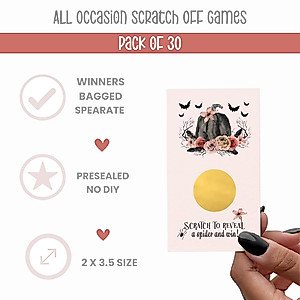 Gothic Pumpkin Scratch Off Cards (30 Pack) Halloween Bridal Shower Games, Spooky Wedding Favors Little Boo Baby Shower Scratch Off Game Favors Pink and Black Raffle Prize Drawings