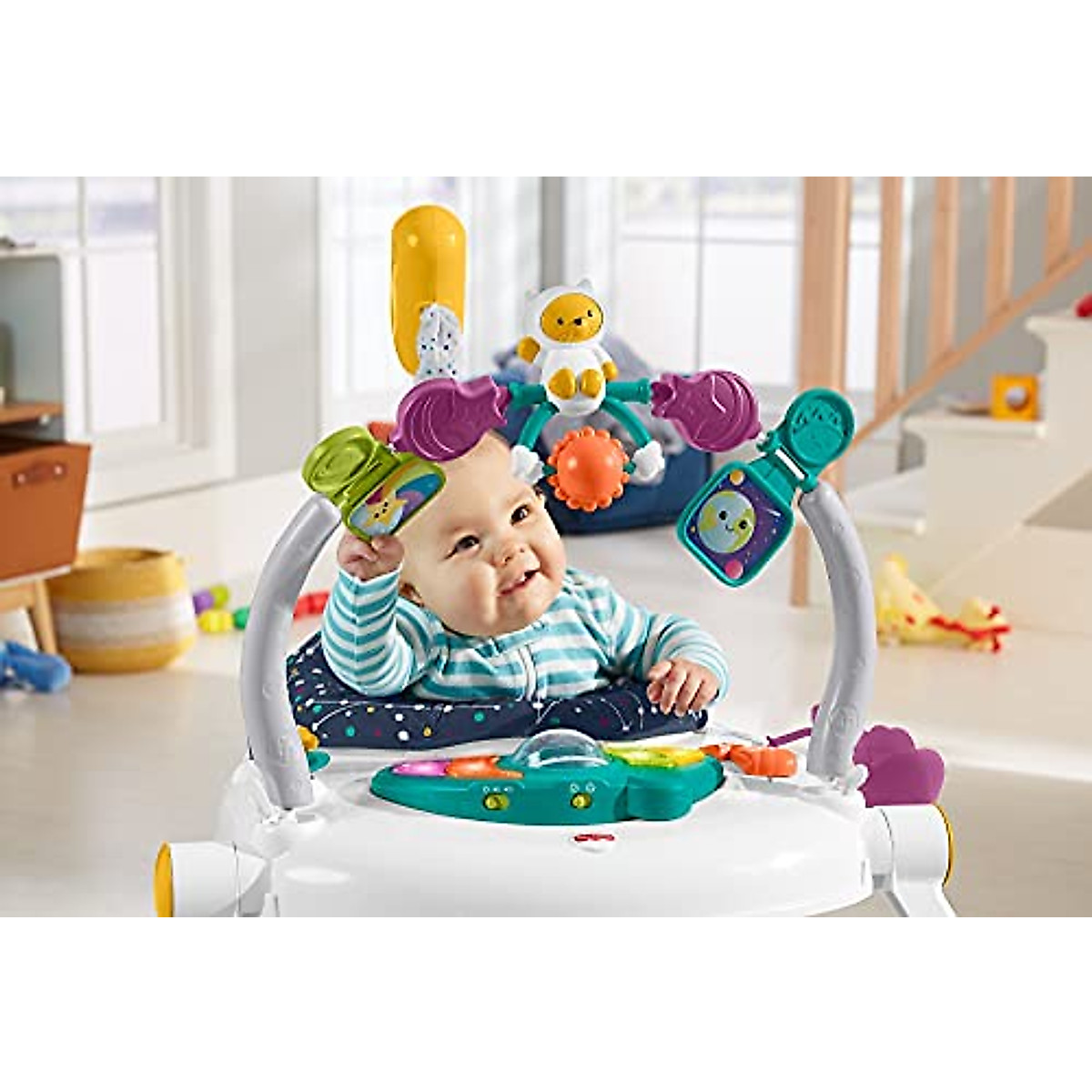 Fisher-Price Jumperoo Baby Bouncer and Activity Center with Lights and Sounds, Astro Kitty SpaceSaver