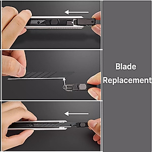 Retractable Utility Knife - Box Cutter for Carton, Cardboard, Home & Office, 30 Degree Snap Off Blade 9MM - 1 Pack with 10 Replacement Blades Included