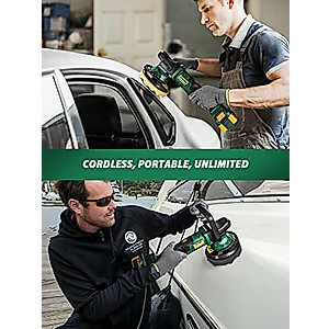 ALEAPOW P10 Cordless Buffer Polisher, 20V Brushless Car Polisher, 4.0Ah Battery, 6 Speed 2000-5500 RPM, Dual Action, D-Handle, Side Handle, Charger, with 4 Pads for Car Polishing, Waxing