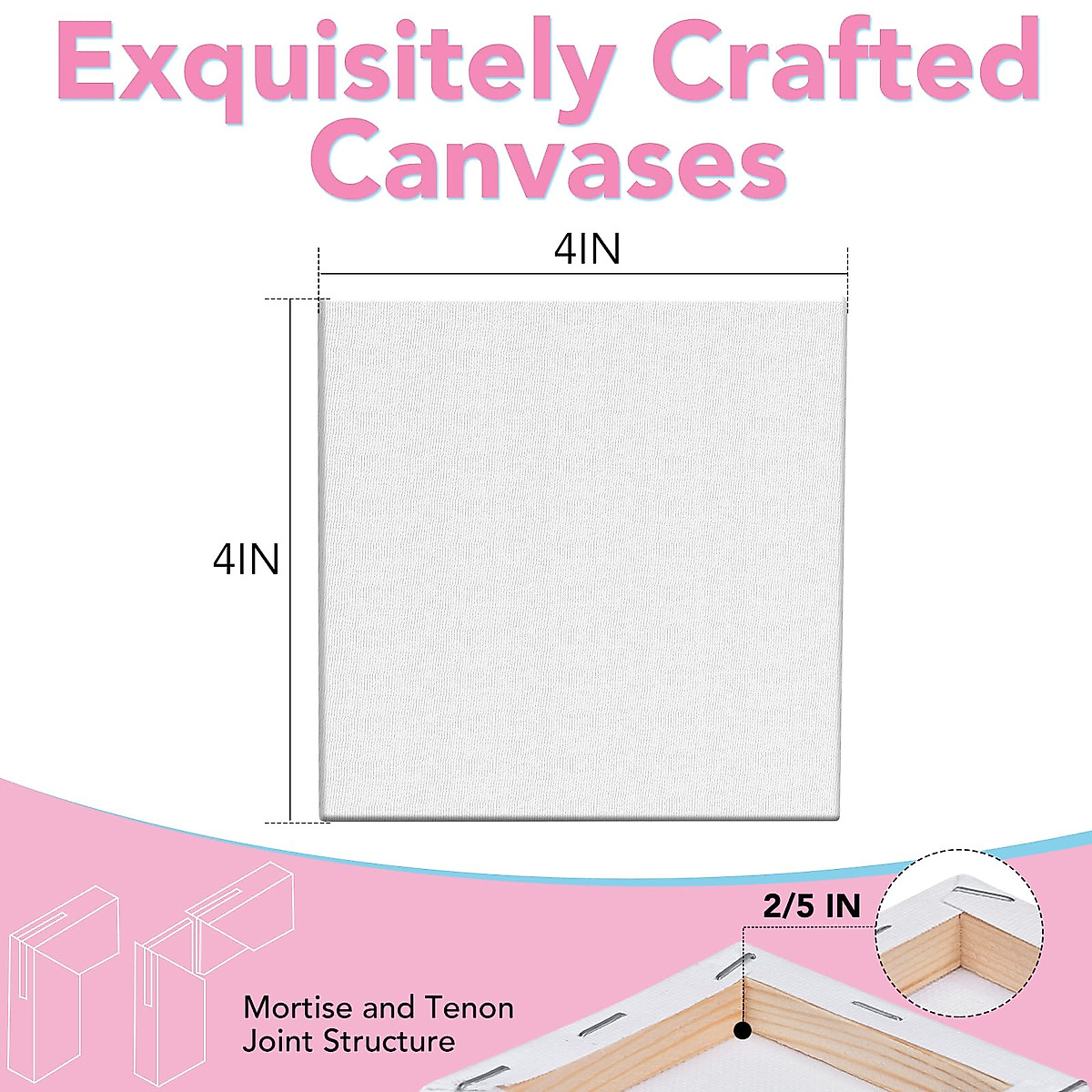 ESRICH Mini Canvases for Painting 4x4 Canvas Value Pack for 48PCS, 2/5In Thickness Small Canvas, Blank Canvas Bulk are Great for School Projects,Kids Birthday Party and Wall Decoration., white