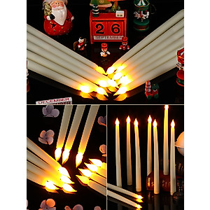 Funtery 48 Pcs Flameless LED Taper Candles Fake Candles Battery Operated Candles Bulk 11 Inch Flickering Taper Candles LED Tall Candles for Christmas Valentine's Day Church Wedding(Ivory)