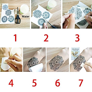 Glaryyears Black Lace Temporary Tattoo for Women Girls, 60+ Patterns 8 Pack Fake Mandara Flowers Tattoos Stickers, Sexy on Body Underboob Arm Chest Shoulder Thigh Abdomen Waist for Beach Party