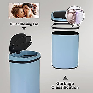 Kitchen Trash Can, 13 Gallon Automatic Trash Can with Lid and Motion Sensor for Kitchen Home Office Bedroom Bathroom Living Room, Kitchen Garbage Can Touchless Trash Can Stainless Steel Trash Can