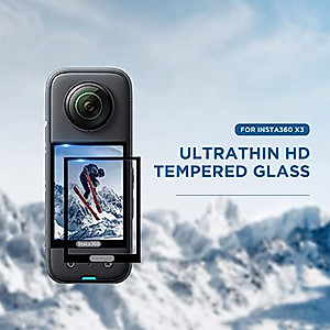 CYNOVA Insta 360 X3 Tempered Glass Film, Insta360 X3 Camera Screen Film Glasses Screen Protector Accessories,Ultra HD, 9H Hardness, Scratch Resistant