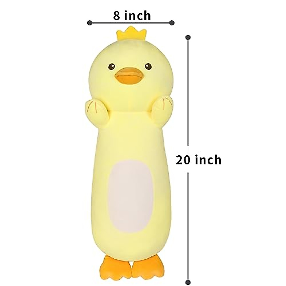 HAIJUNYA 20”Long Duck Plush Body Pillow, Kawaii Cute Duck Stuffed Animals, Hugging Squishy Pillow Soft Plushies Toy Gifts for Kids