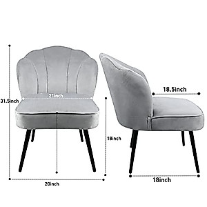 NO MORE TAG Vanity Chair Set of 2, Velvet Accent Chairs, Grey Chairs for Living Room, Living Room Chairs with Metal Leg, Velvet Kitchen Chairs Set of 2