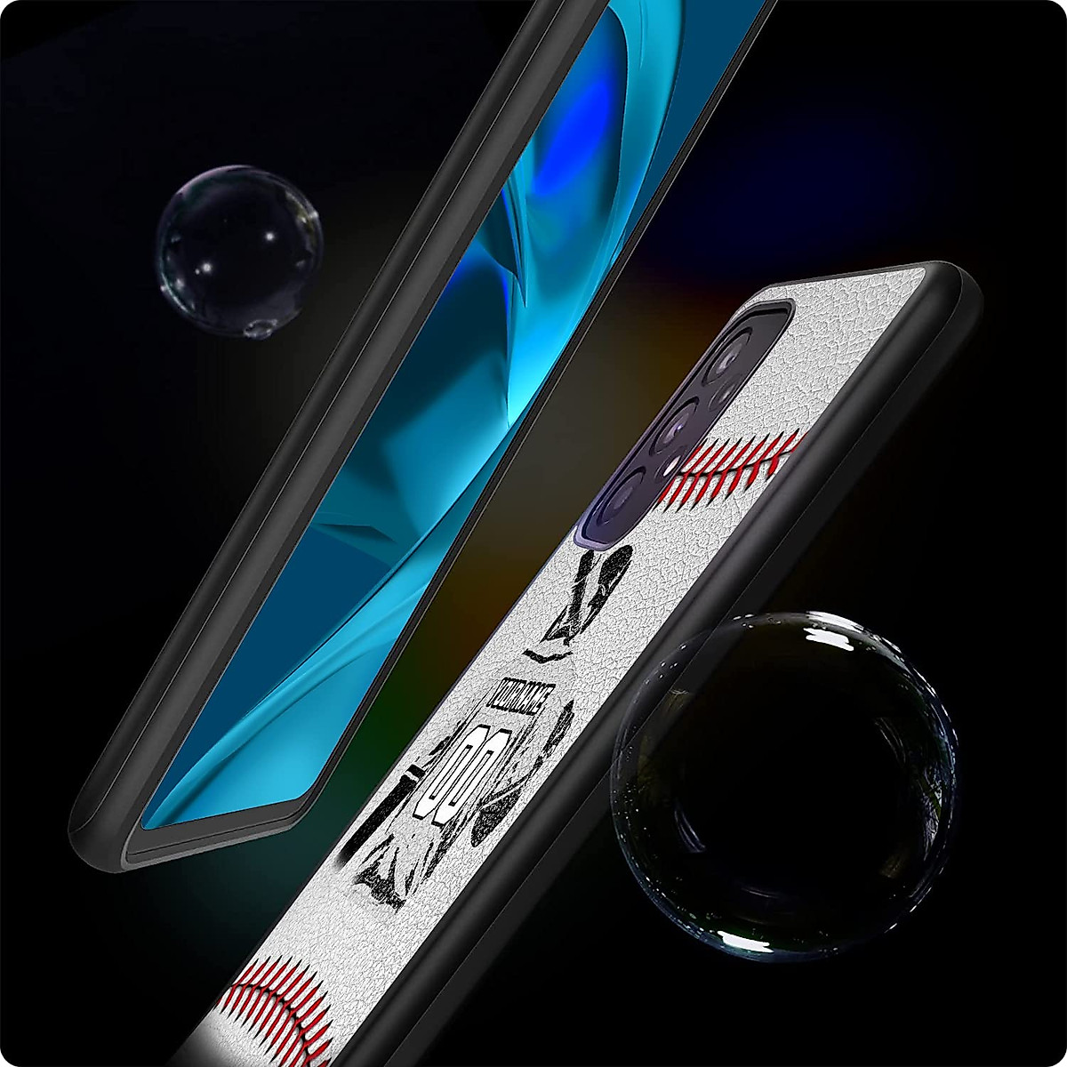 Personalized Baseball vs Name Number US Flag Decor Rubber Cover Phone Case for Samsung Galaxy A15/A25/A14/A54/A53/A03S/A02S/A12/A13/A32/A42/A51/A52/A71 Custom Baseball Phone case (Baseball batter)