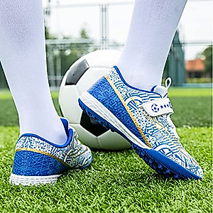 YANGTAOZI Kids Turf Soccer Shoes Boys Girls Youth Indoor Outdoor Soccer Cleats Football Shoes (Toddler/Little Kid/Big Kid) White
