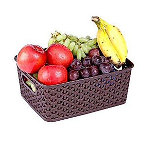 Kuber Industries Plastic 3 Pieces Small Size Multipurpose Solitaire Storage Basket with Lid (Multi) -CTLTC10899