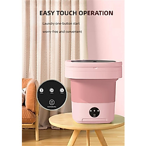Portable washing machine,Mini Washer,11L upgraded large capacity foldable Washer.Deep cleaning of underwear, baby clothes and other small clothes.Suitable for apartments, dormitories, hotels. (Pink)