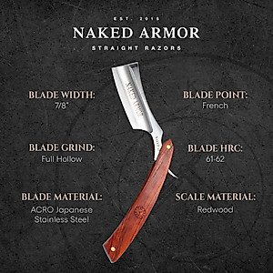 Thor Straight Razor Kit - Shave Ready Straight Razor，Straight Edge Razor，Brush，Strop + Soap, Redwood Straight Razor For Men，Japanese Stainless Steel，Mens Straight Razor Complete Kit, Great Gift