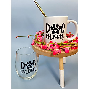 Dog Mom Gifts for Women - Funny Dog Mom Wine Glass & Coffee Mug for Mother’s Day, Christmas Gift, Best Friend Gift, Birthday’s, Grandma